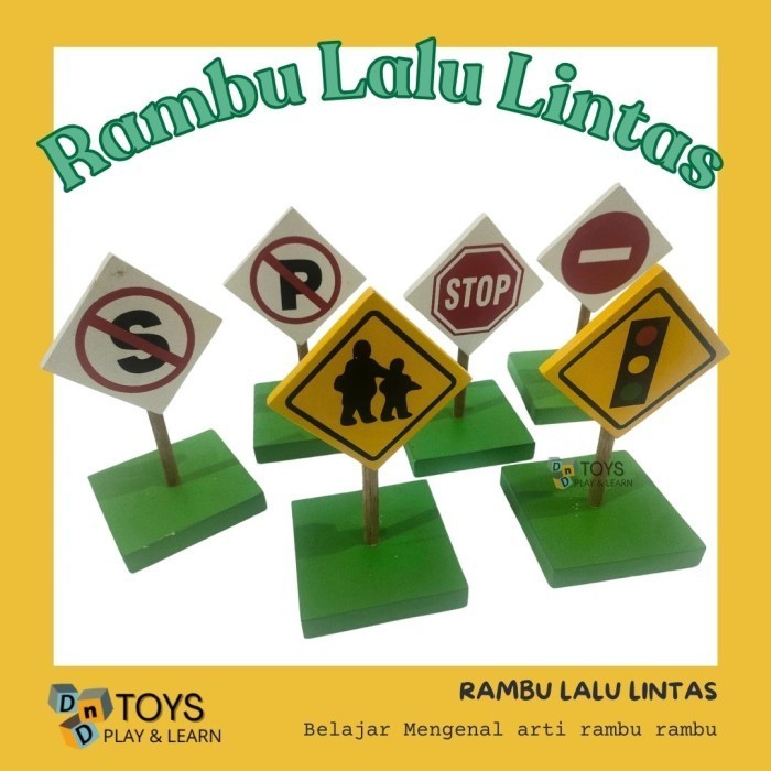 Jual Mainan Edukasi Anak Rambu Lalu Lintas Kayu Traffic Sign Aksesoris ...