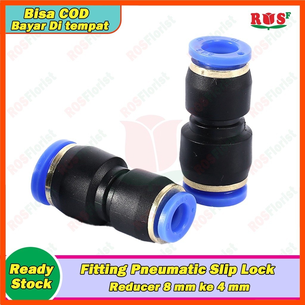 Jual RF - Fitting Pneumatic REDUCER 8 mm Ke 4 mm Konektor Slip Lock Lurus Selang PU PE 4mm 8mm ...