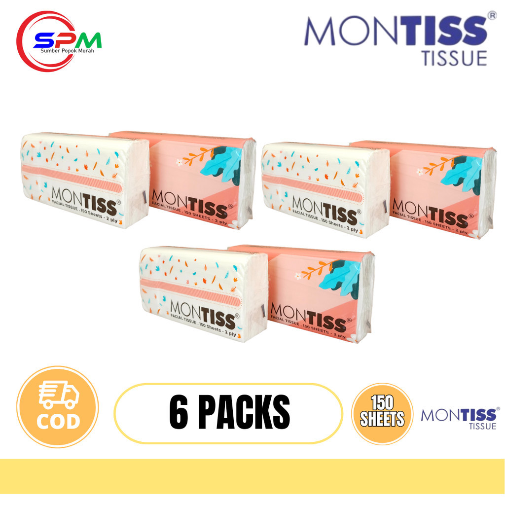 Jual PAKET 6 PACKS Montiss Facial Tissue - Tisu Wajah Montiss 150 ...
