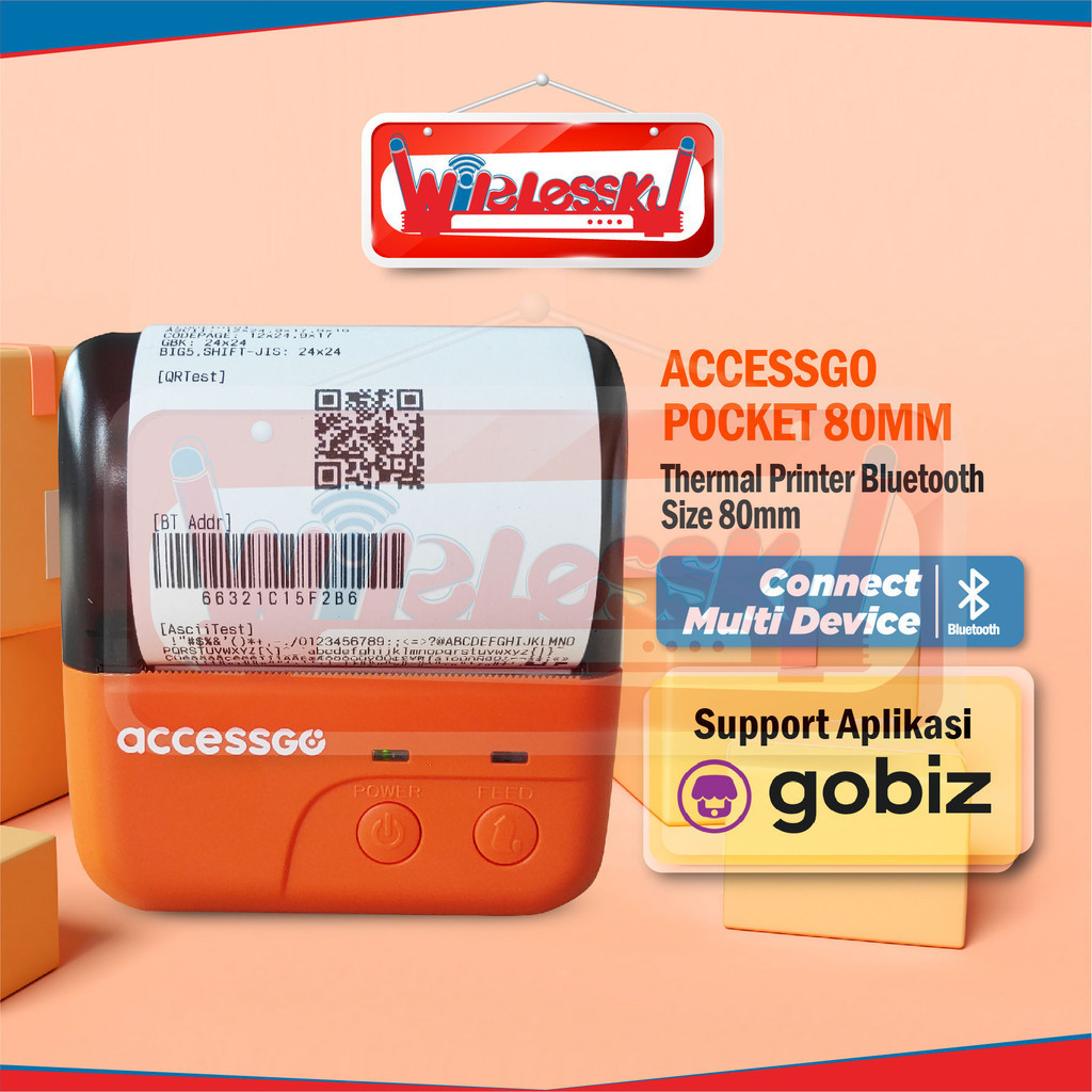 Jual Accessgo Pocket 80mm Mini Printer Thermal Bluetooth | Shopee Indonesia