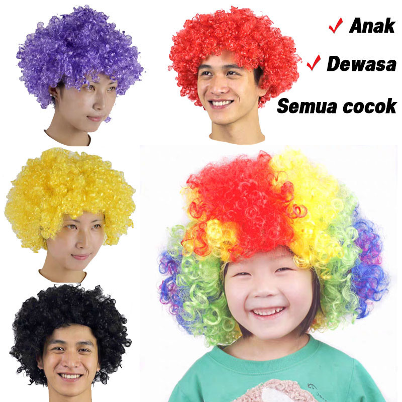 Jual Wig Rainbow Party Warna Warni Rambut Palsu Keribo Wig Badut /Wig ...