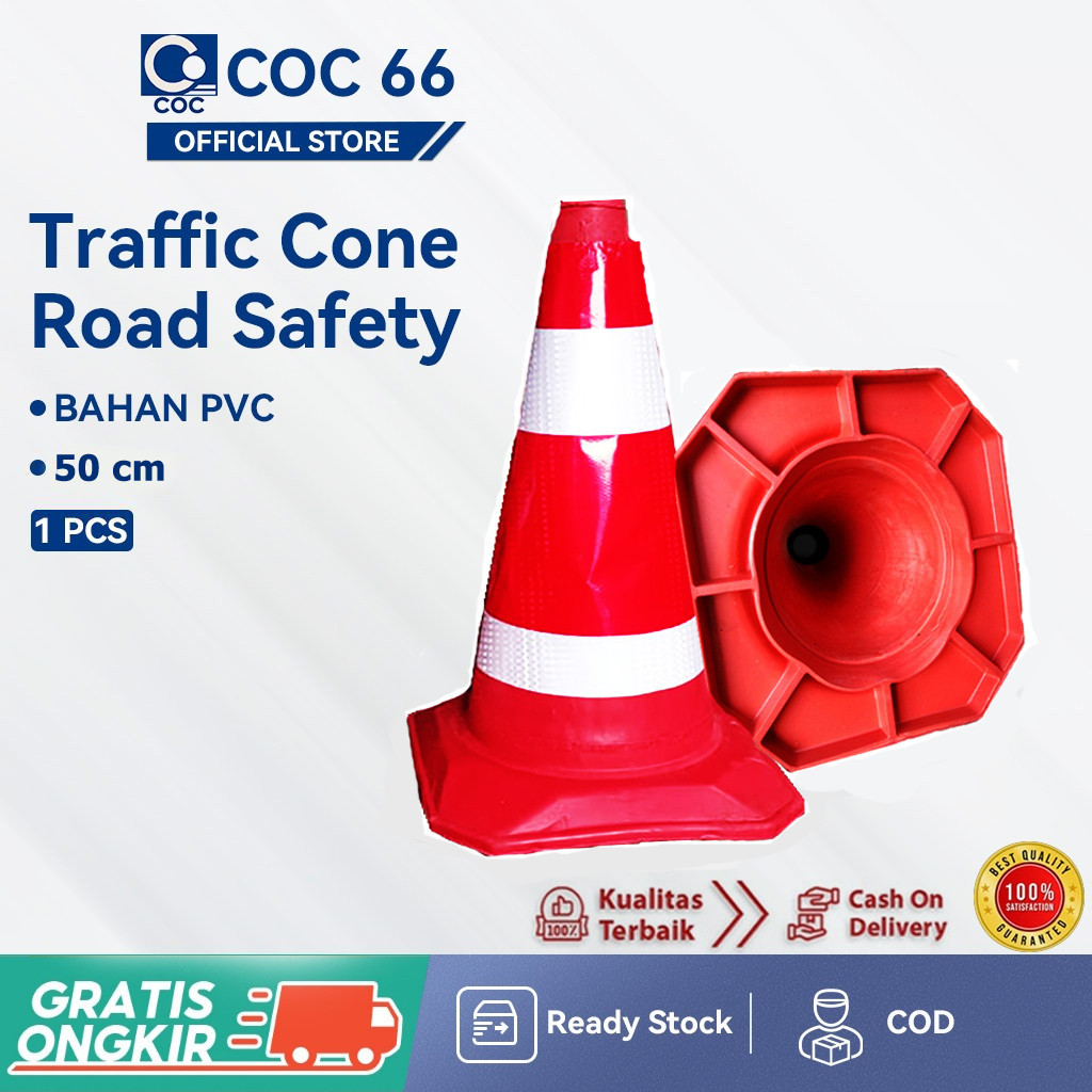 Jual TRAFFIC CONE RUBBER 50 CM KERUCUT LALU LINTAS PEMBATAS JALAN SAFETY RUBBER ORANYE COD ...