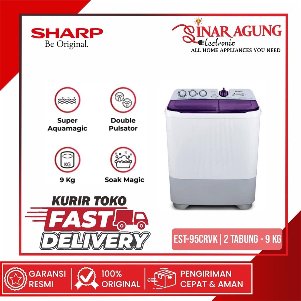Jual SHARP EST95CRVK / EST-95CRVK MESIN CUCI 2 TABUNG - GARANSI RESMI ...