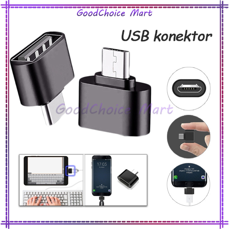 Jual OTG Mini Persegi Micro Usb / Connector Converter USB OTG / Type C Port Konektor Non Cable ...