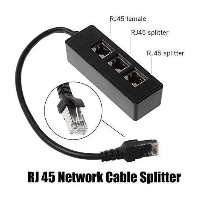 Jual RJ45 Splitter Ethernet 1 To 3 Port LAN Hub Female Printer CCTV ...