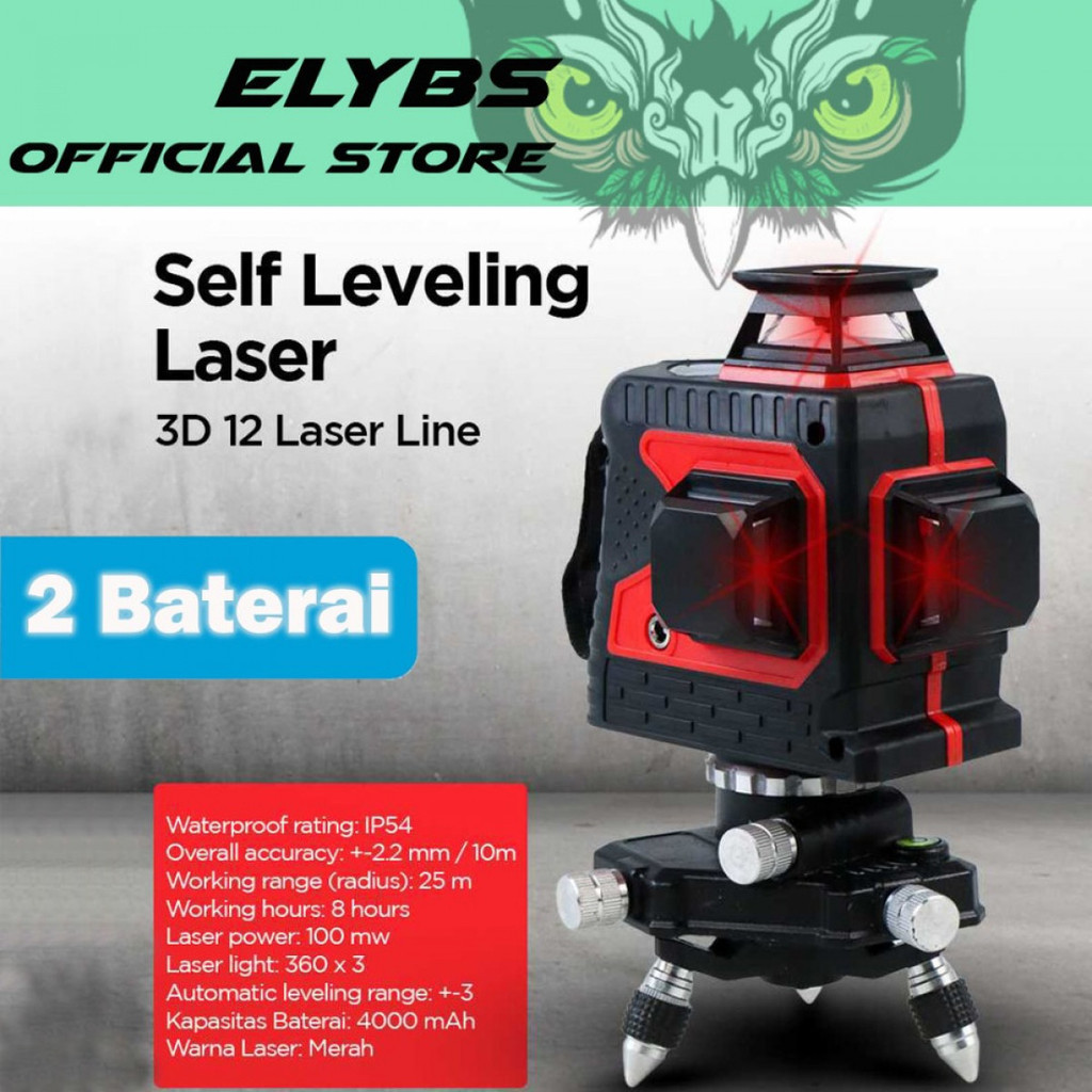 Jual Waterpass Laser Level Self Leveling 3D Wall Meter Laser Beam 12 ...