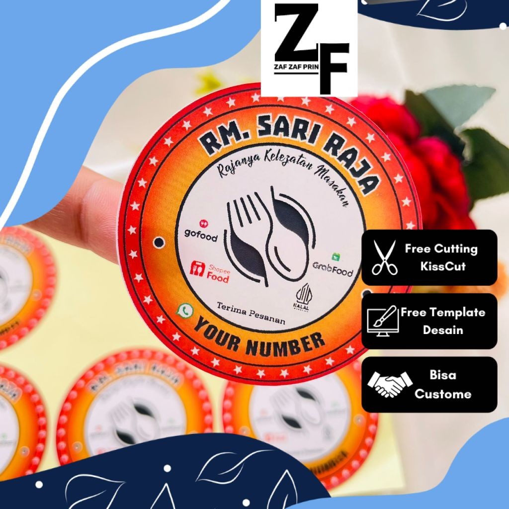 Jual ZAF 2-4 Sticker Warung Nasi Warnas Label Logo Rumah Makan Stiker ...