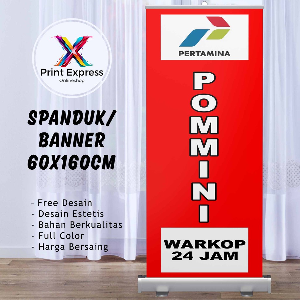 Jual Cetak Spanduk Pom Mini Warkop 24 Jam Merah Putih 60x160 Cm Bisa ...