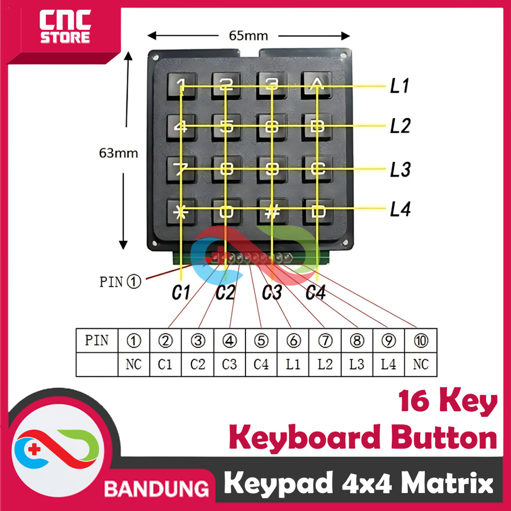Jual KEYPAD 4x4 KEYBOARD MATRIX 4X4 PLASTIK KARET TIMBUL HITAM | Shopee Indonesia
