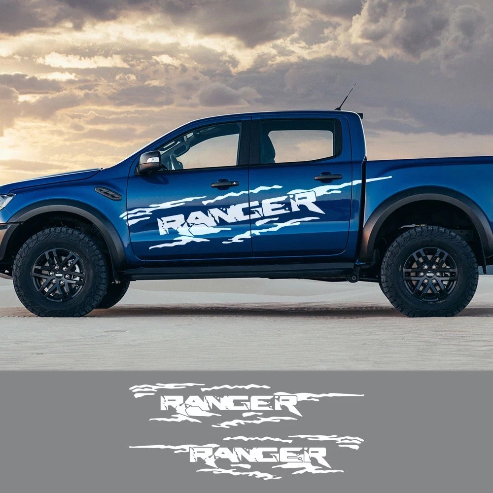 Jual 2PCS Large Size Carbon Fiber Vinyl Stickers For Ford Ranger Raptor ...
