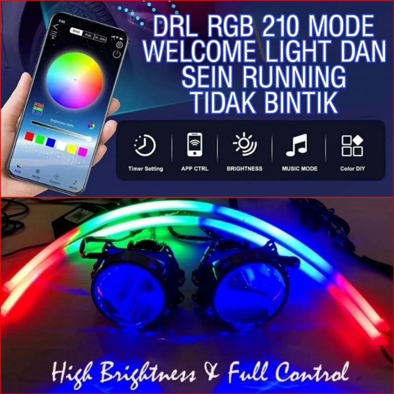 Jual Lampu Alis DRL RGB Matrix Premium Tidak Bintik Bluetooth App ...