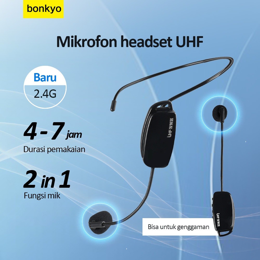 Jual Bonkyo Mikrofon Mic Wireless UHF 2.4G Presentasi Tur Imam Masjid ...