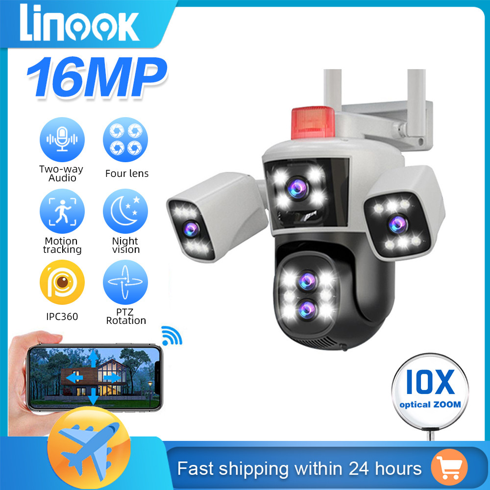 Jual Linook 16MP,,8K,4 lenses,10x optical zoom,outdoor waterproof closed-circuit television,IP ...