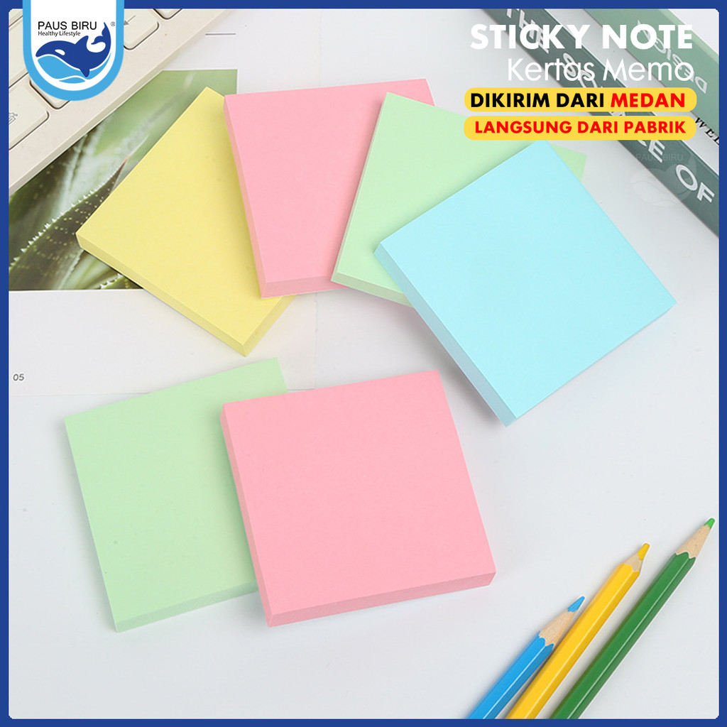 Jual Paus Biru - [COD] 100 Lembar Sticky Notes 7.6×7.6 CM Memo Stick ...