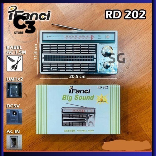 Jual Radio iFanci RADIO PORTABLE RD-202 / FM AM I SPEAKER JADUL / Radio AC/DC | Shopee Indonesia