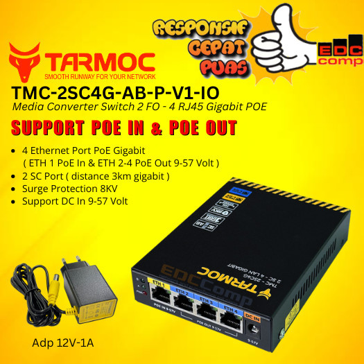Jual Tarmoc TMC-2SC4G-AB-V1-IO | Switch 4 Port Gigabit POE + 2 SC FO ...