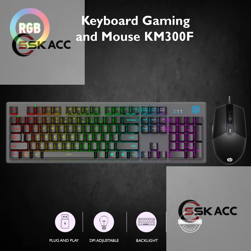 Jual HP KM300F Combo Keyboard Mouse Gaming RGB SSKACC-KOMPUTER | Shopee ...