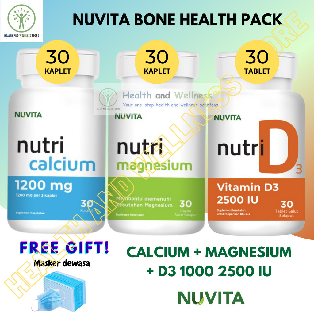 Jual Nuvita Nutri CalcIUm MagnesIUm Vitamin D3 2500 IU 30 Tablets ...
