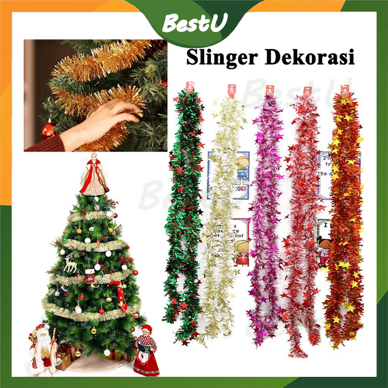 Jual Hiasan Pohon Natal Motif Bintang Love /tinsel /hiasan natal ...