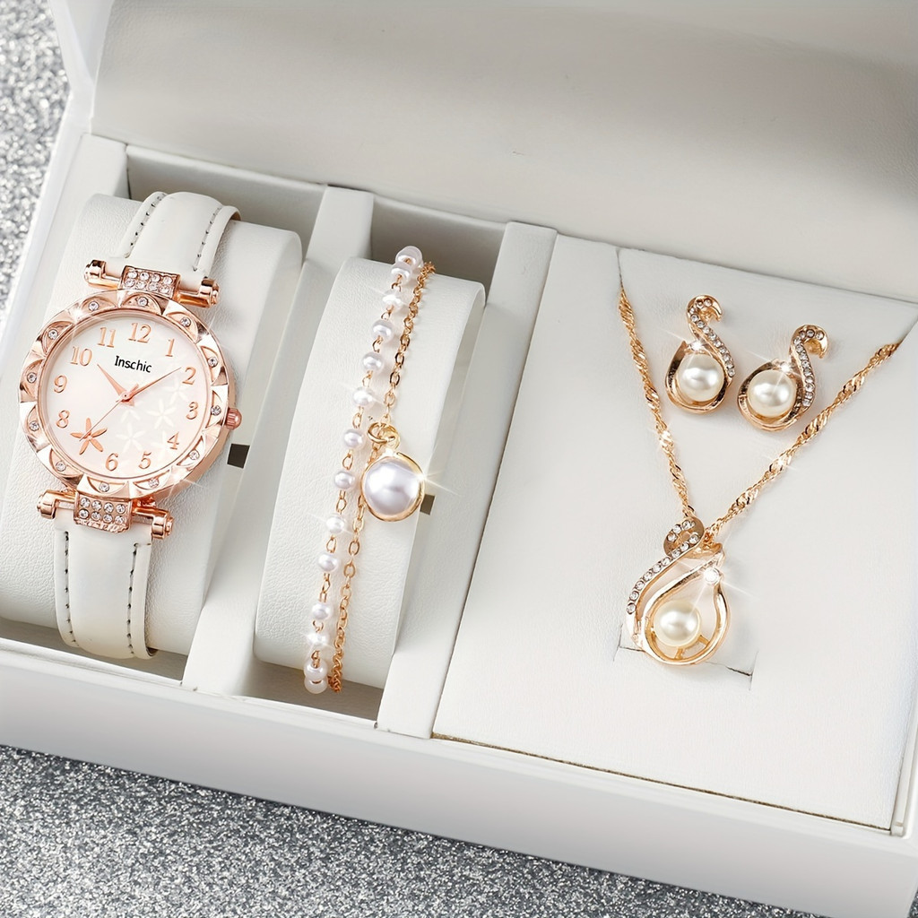 Jual 4PCS Jam Tangan Kuarsa Wanita Bergaya Berlian Dial Tali Kulit ...