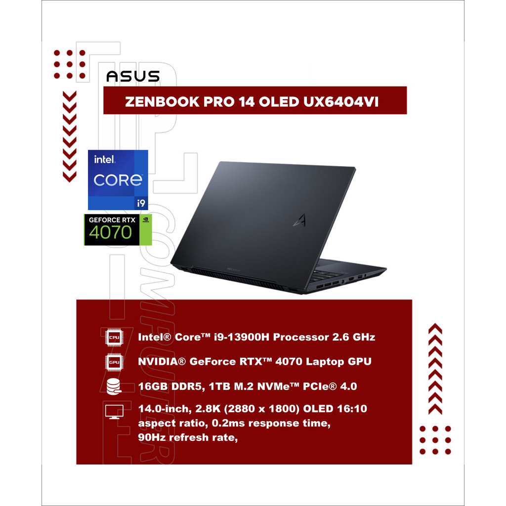 Jual LAPTOP ASUS ZENBOOK PRO 14 OLED UX6404VI-OLEDS911 | I9-13900H ...