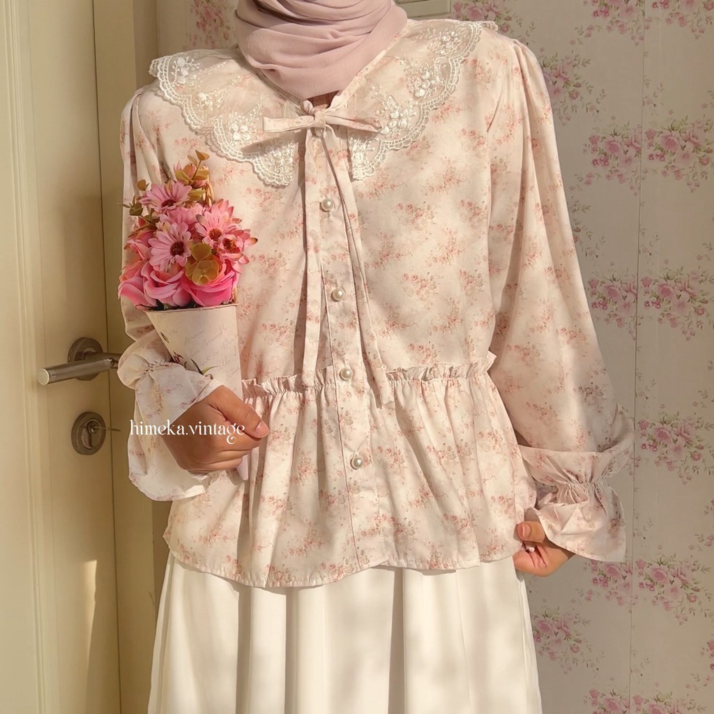 Jual Himeka Vintage - Hannah Blouse - Floral Coquette Cottagecore ...
