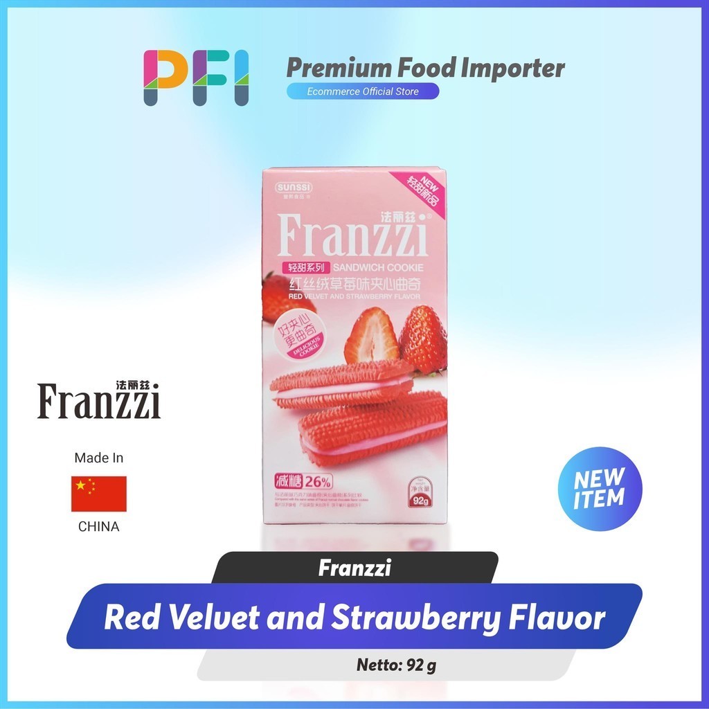 Jual Franzzi Red Velvet & Strawberry Sandwich Cookie 92gr | Shopee ...