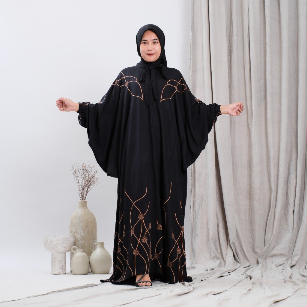 Jual Rifina Set Hijab Zalea Black Series Gamis Rayon Free Bella Square ...