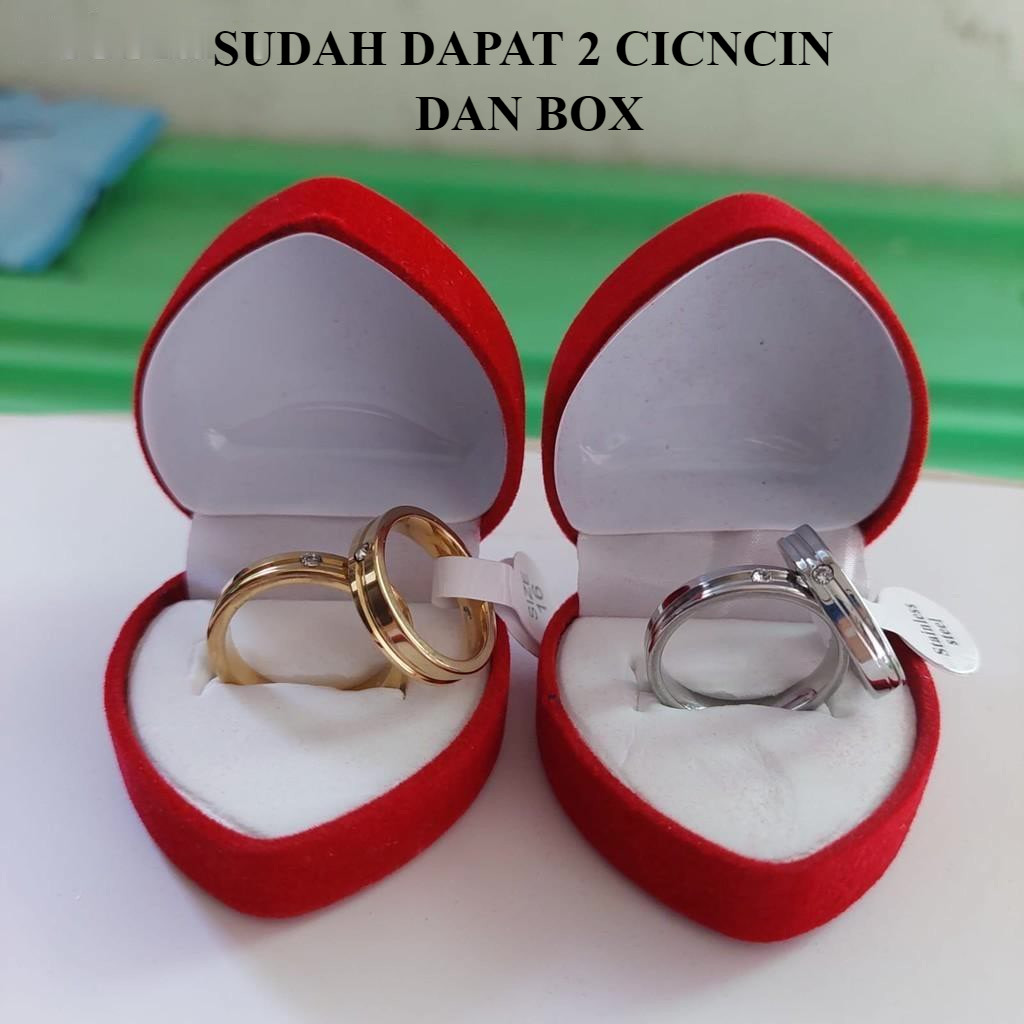 Jual Cincin Couple titanium Anti Karat Cincin Tunangan Kawin Mata Bonus ...