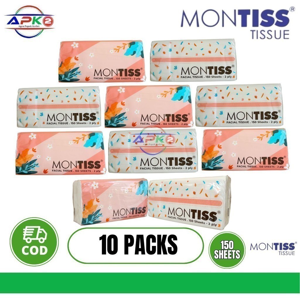 Jual PAKET 10 PACKS Montiss Facial Tissue - Tisu Wajah Montiss 150 ...