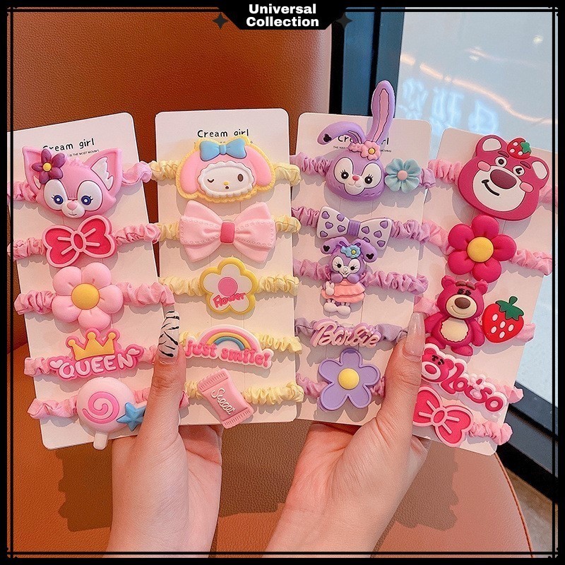 Jual 5PCS / SET IKAT RAMBUT SCRUNCHIE ANAK KARAKTER LUCU / IKAT RAMBUT ...