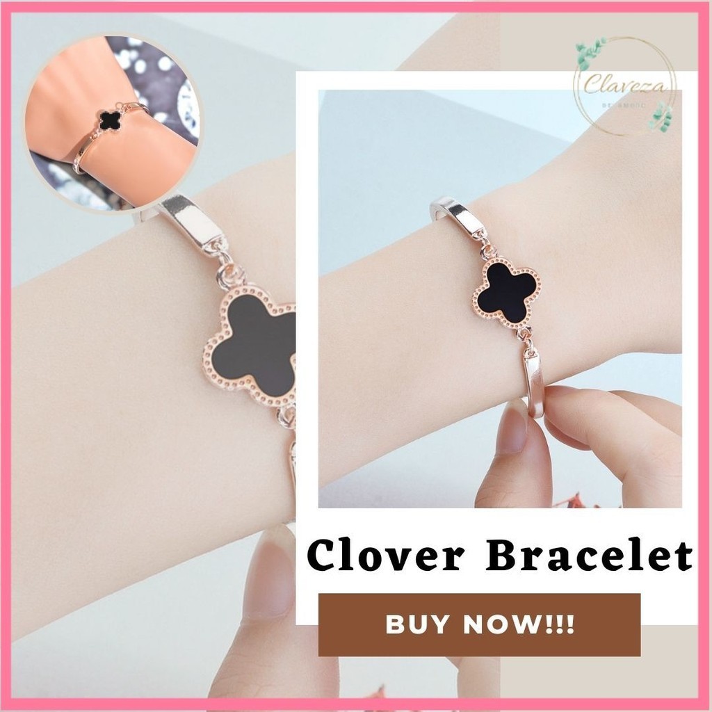 Jual Gelang Rantai Titanium Bunga Clover Anti Karat Elegan Adjustable ...
