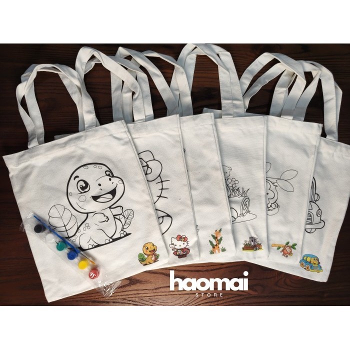 Jual Paket Mewarnai Tas Totebag Kain Kanvas Bergambar Mainan Edukasi ...