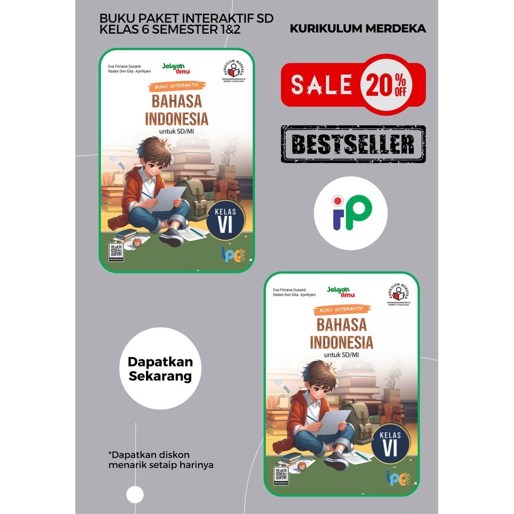 Jual Buku Paket Interaktif Bahasa Indonesia Kelas 6/VI SD/MI Kurikulum Merdeka Intan pariwara ...