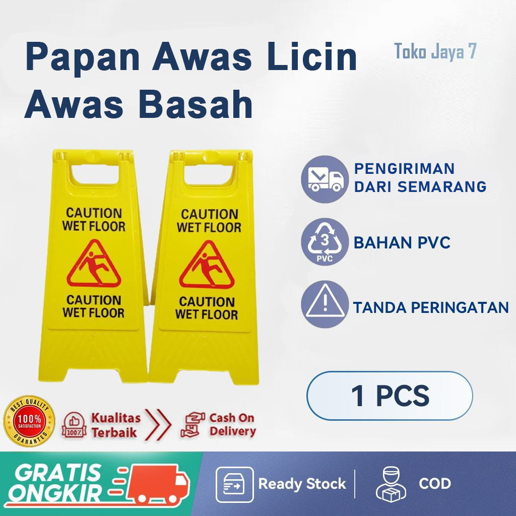 Jual WARNING WET FLOOR SIGN / PAPAN AWAS LICIN PERINGATAN AWAS BASAH ...