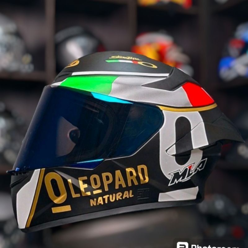 Jual HELM MLA TTC CRYPTON ORIGINAL FULL FACE MOTIF LEOPARD BLACK DOF ...