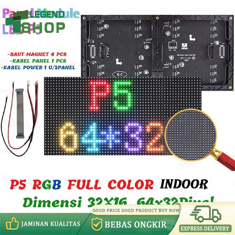 Jual 2pcs Panel Module Model LED P5 RGB INDOOR FULL COLOR SMD Running ...