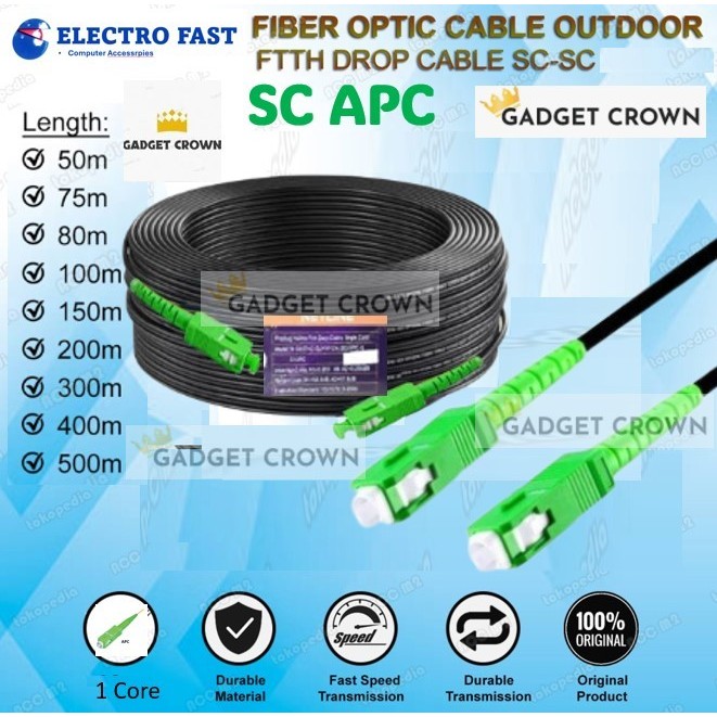 Jual Kabel Precon FO Fiber Optic 1 Core SC Single Core APC Outdoor Dropcore Cable 50 75 80 100 ...