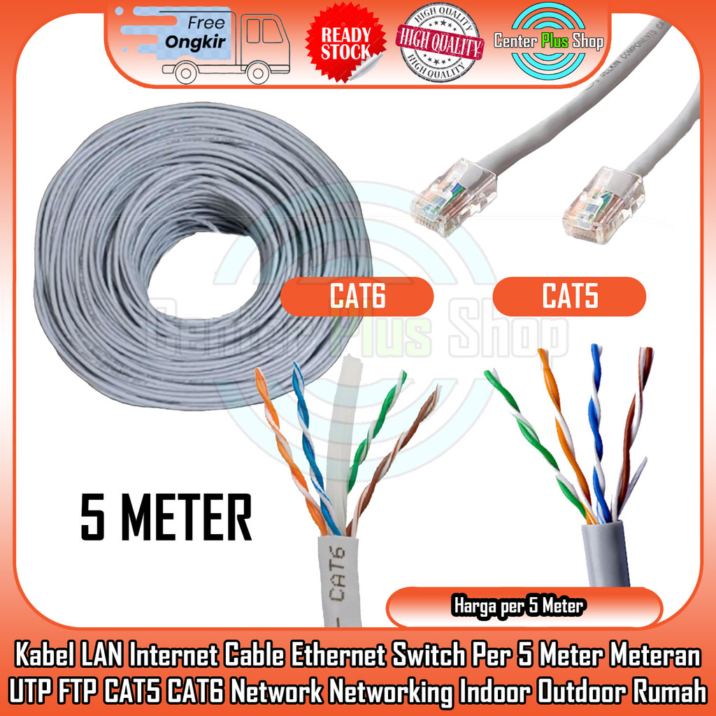 Jual NYK Spectra Per 5 Meter Kabel LAN Internet Cable UTP FTP CAT5 CAT6 ...
