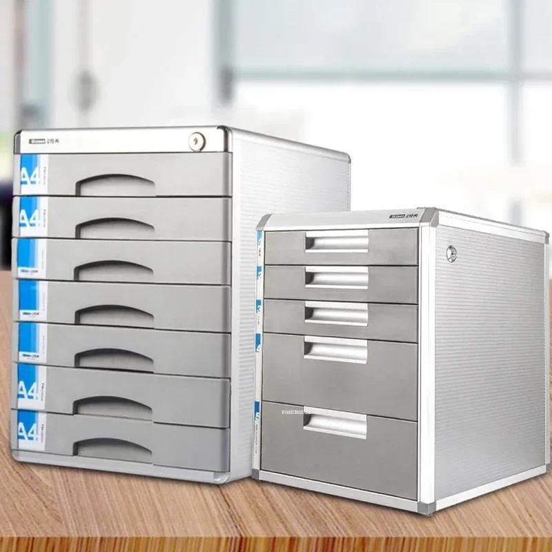 Jual Aluminum Alloy Desktop Filing Cabinets with Lock Drawer A4 Paper ...