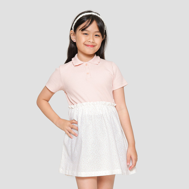 Jual Little M Rib Kombinasi Print Midi Dress Anak Perempuan 121804110 ...