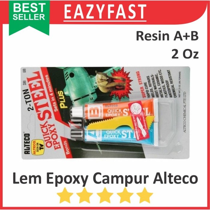 Jual Lem Besi Epoxy Campur AB Alteco 2 Ton Oz Quick Plastic Steel Weld Bonds Dempul Kapal Aduk ...
