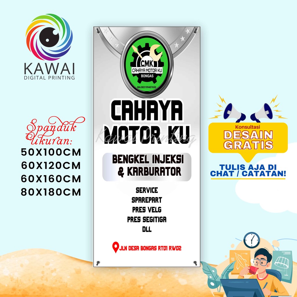 Jual Spanduk Banner MMT Bengkel Motor Injeksi Dan Karburator Background ...
