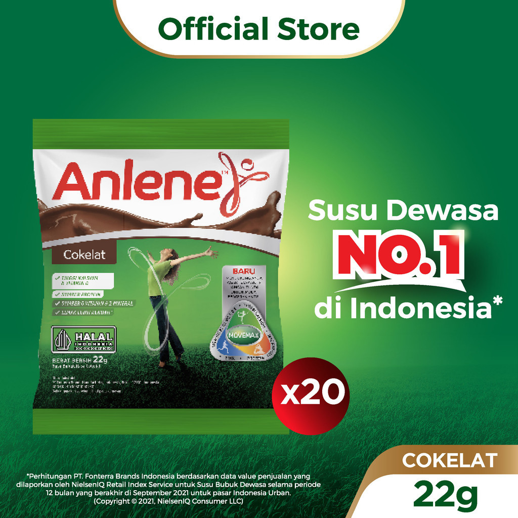 Jual Anlene Susu Bubuk Dewasa Cokelat 20 x 22g Sachet - Nutrisi Tinggi ...