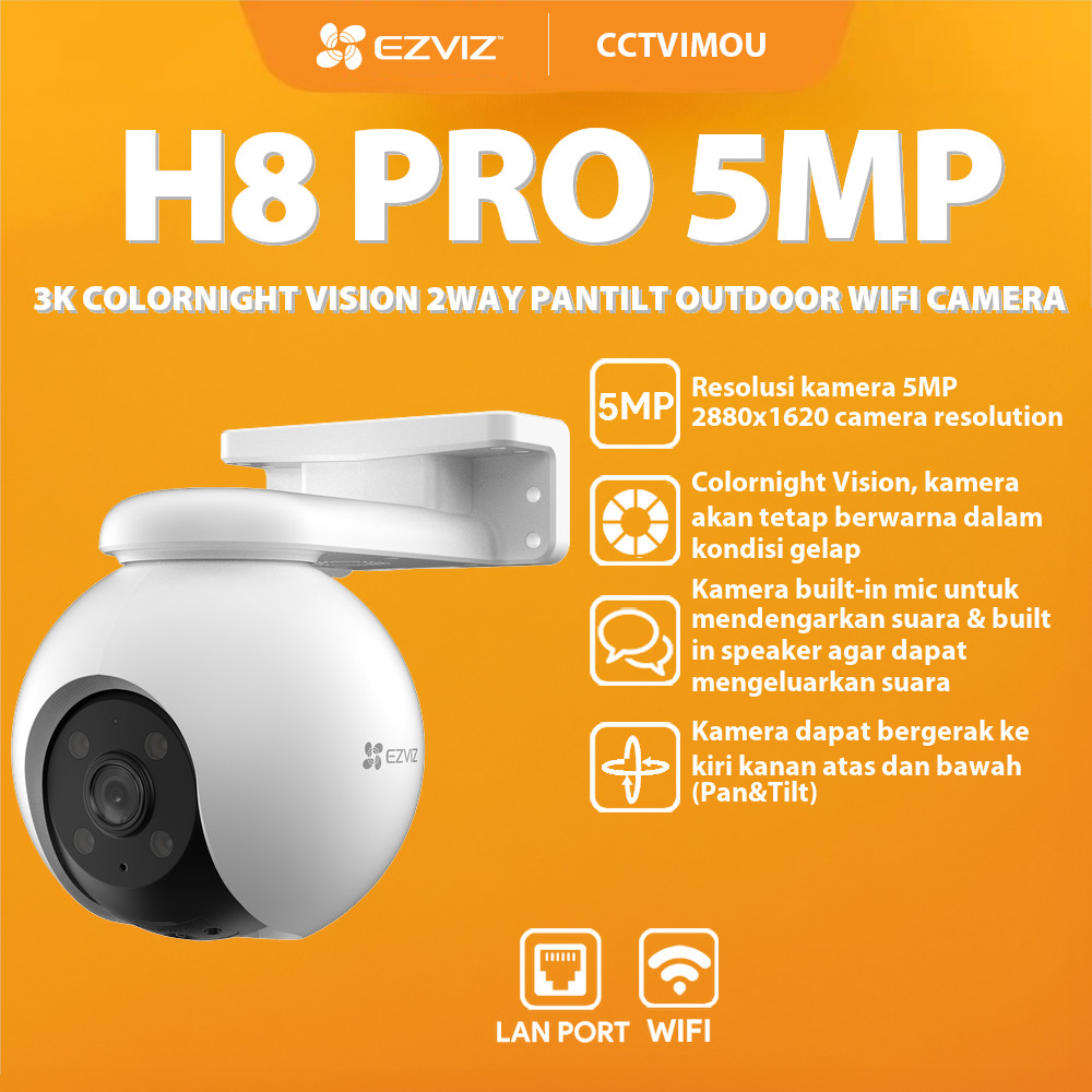 Jual EZVIZ H8 PRO 5MP 3K COLORNIGHT VISION PAN TILT OUTDOOR WIFI CAMERA ...