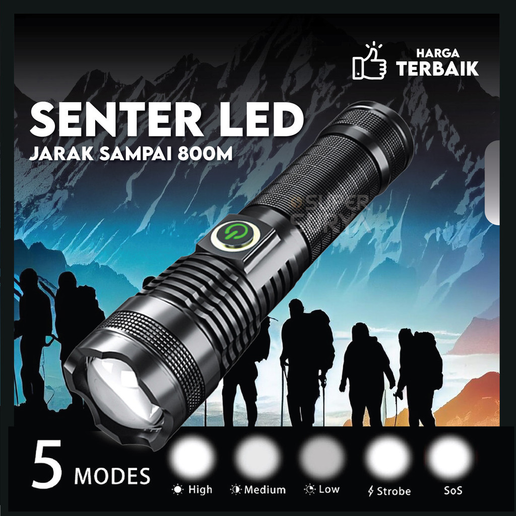 Jual Senter SWAT Super Terang Torch Battery 18650 High Power Flashlight LED Tahan Air | Shopee ...