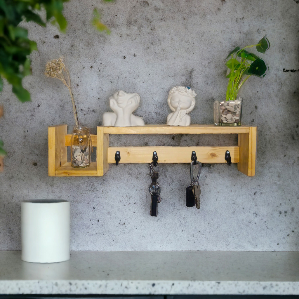 Jual Rak Dinding Kayu Estetik Kapstok Rak Dekorasi Gantungan Kunci ...