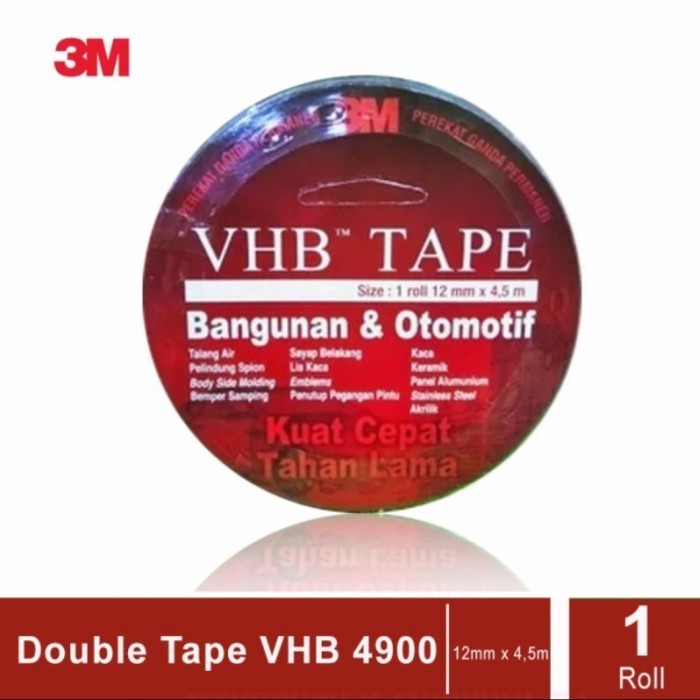 Jual Isolasi Double tape 3M VHB 12mm 4.5m Foam Hitam Otomotif ORIGINAL 100% | Shopee Indonesia