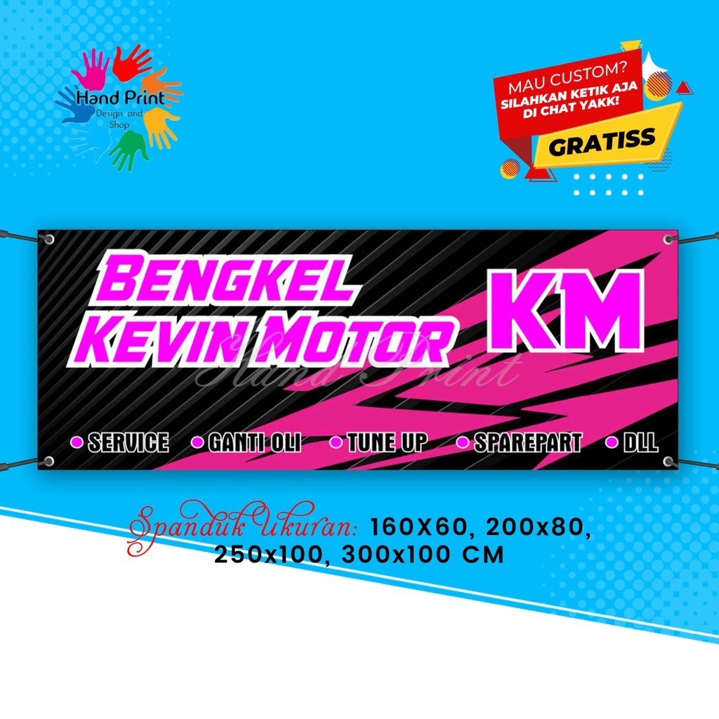 Jual SPANDUK BANNER Bengkel Motor Racing Pink Hitam MMT Spanduk Custom ...