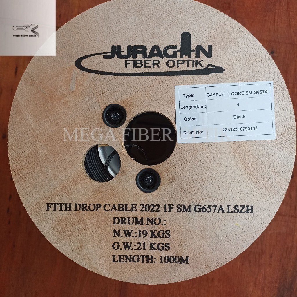 Jual Kabel Fiber Optik JFO 1 Core 3 Seling / Kabel Dropcore 1C 3S 1000m ...